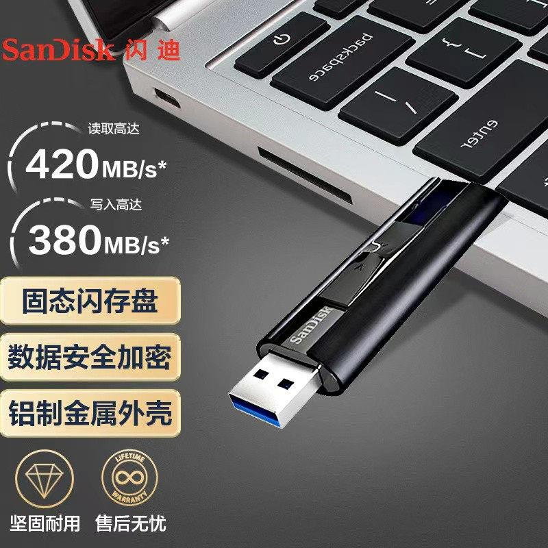 闪迪（SanDisk）1TB USB3.2至尊超极速U盘 CZ880 读速高达420MB/s 写380MB/s